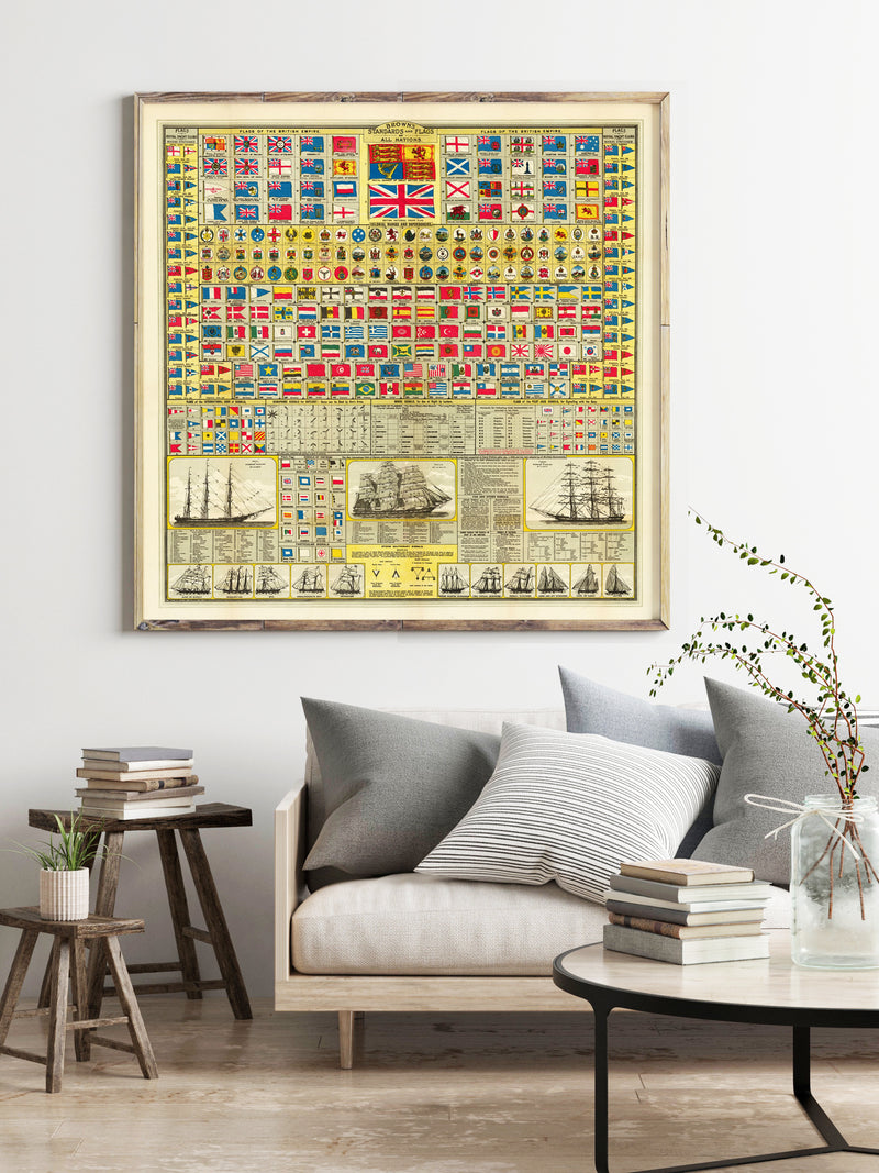 Flags of All Nations 1900 Vintage Poster Coats of Arms Maritime Signal ...
